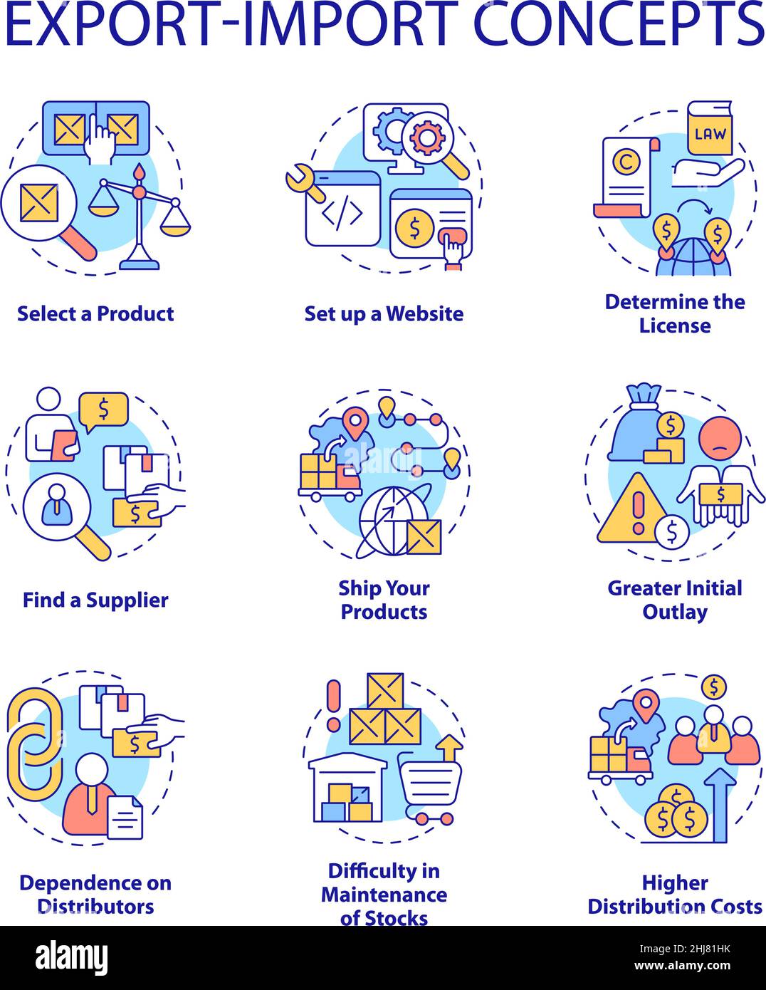 Import business line icons Cut Out Stock Images & Pictures - Alamy