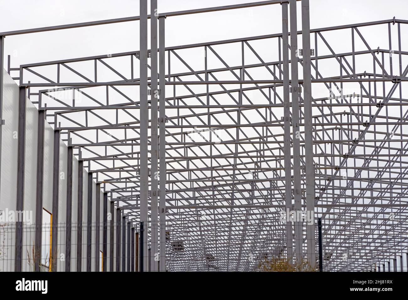 Warehouse Building Structural Skeleton Steel During Construction Stock ...