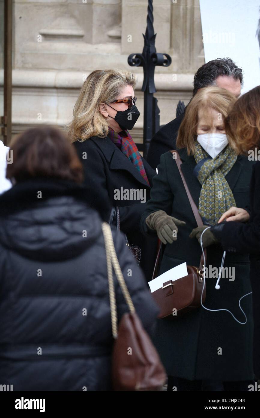 Catherine Deneuve and Nathalie Baye during the funeral service for ...
