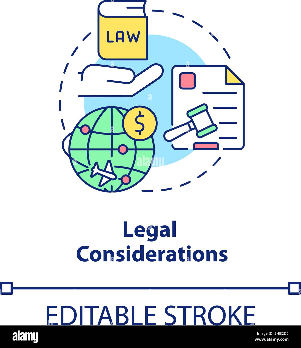 Legal considerations concept icon Stock Vector Image & Art - Alamy