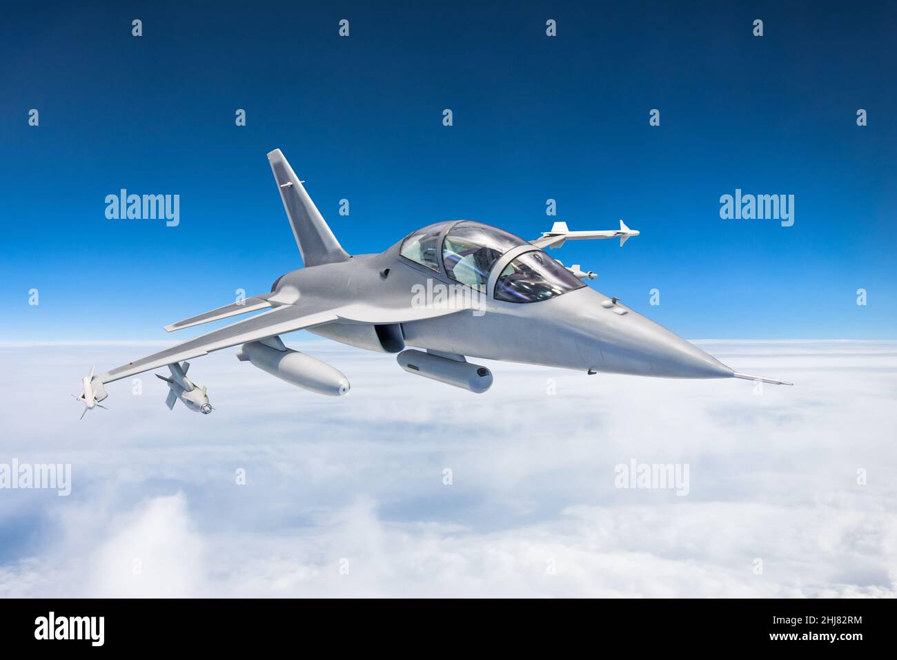 Combat fighter jet aircraft on a military mission with weapons ...