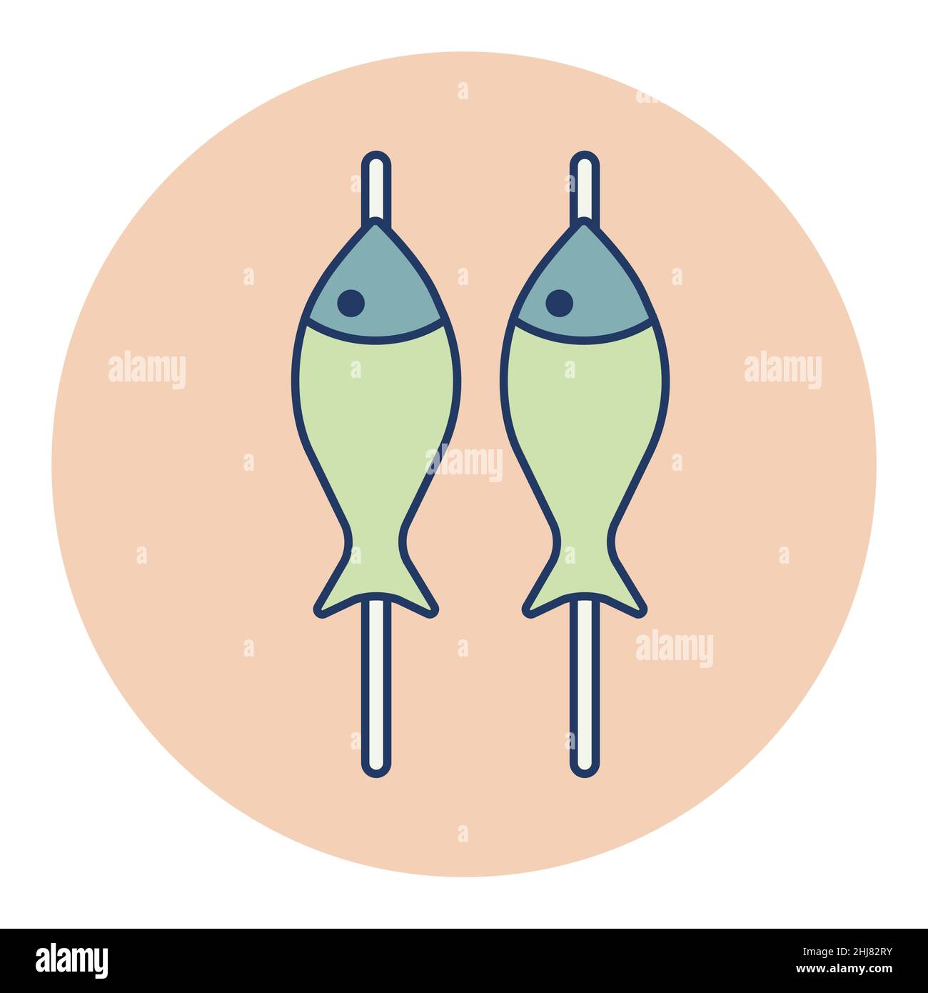 Fish roast on the barbecue grill vector flat icon. Graph symbol for ...