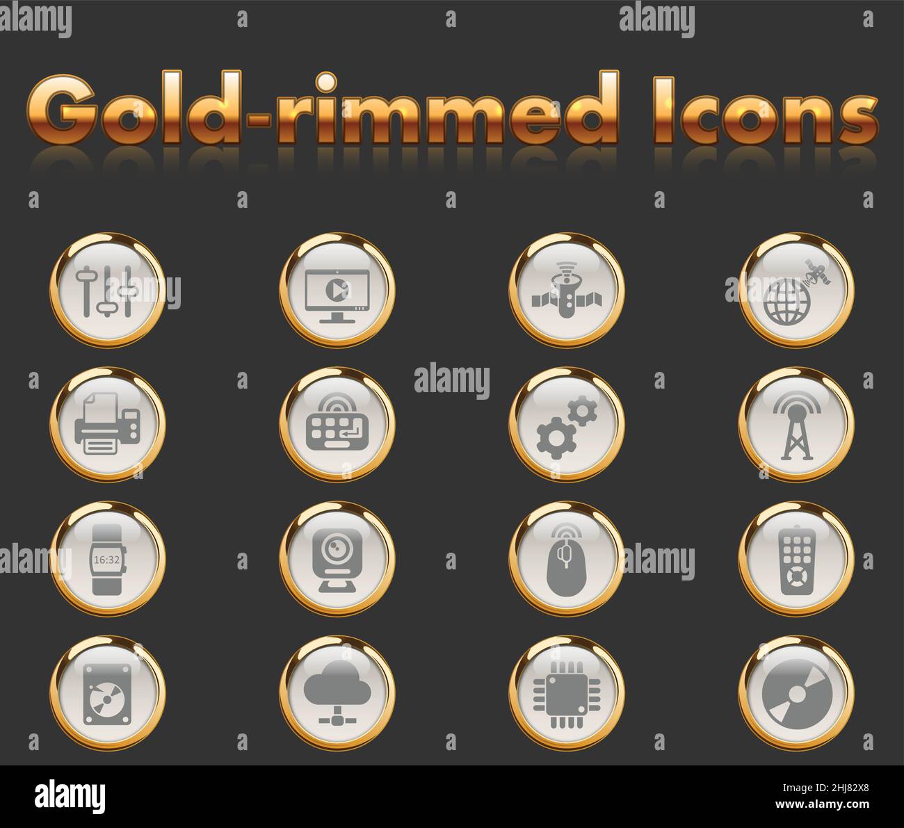 hi tech icon set Stock Vector Image & Art - Alamy