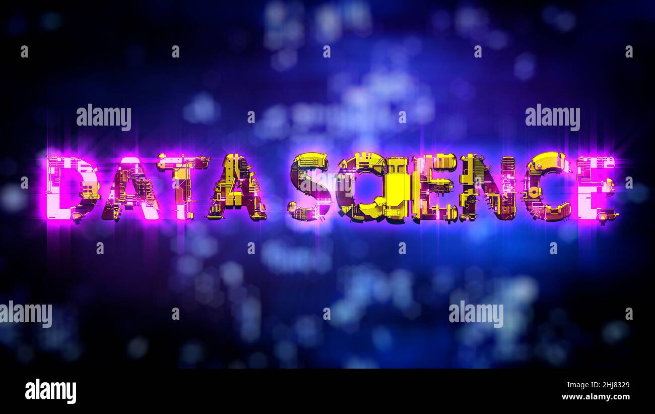 Data Science shining purple - yellow neon text in cyberpunk style ...