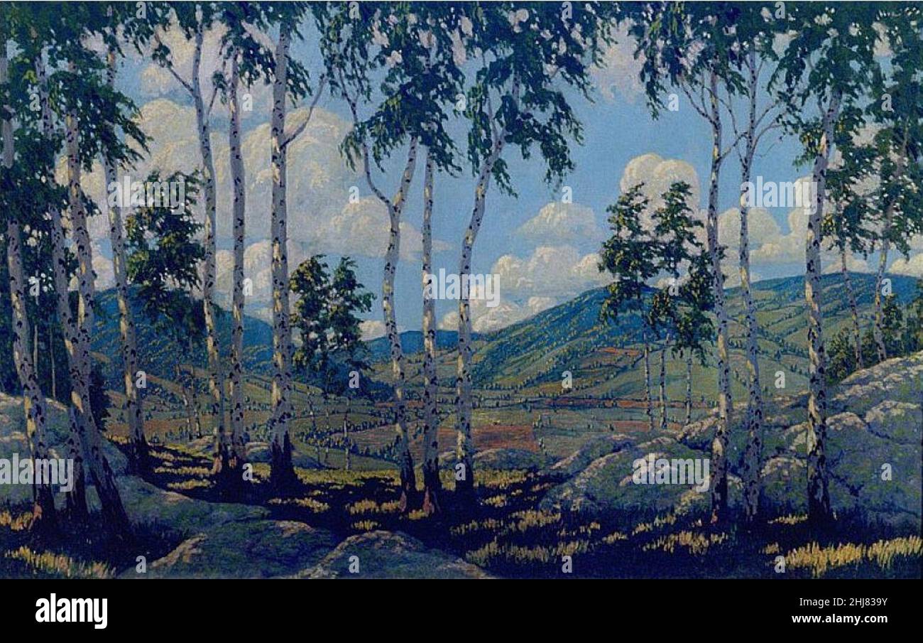 Untitled landscape by Walter King Stone, 1939 Stock Photo - Alamy