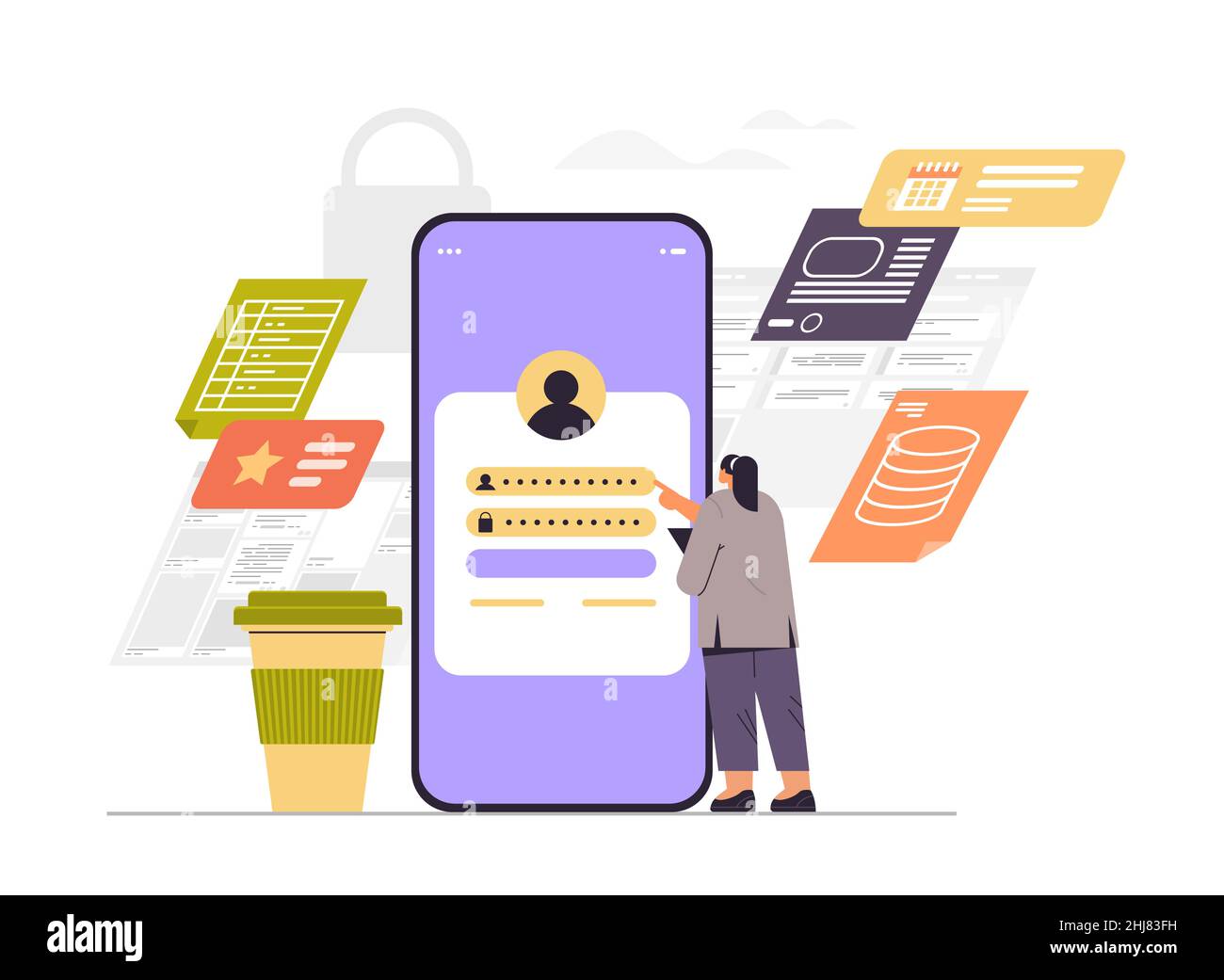 Worker entering data Stock Vector Images - Alamy