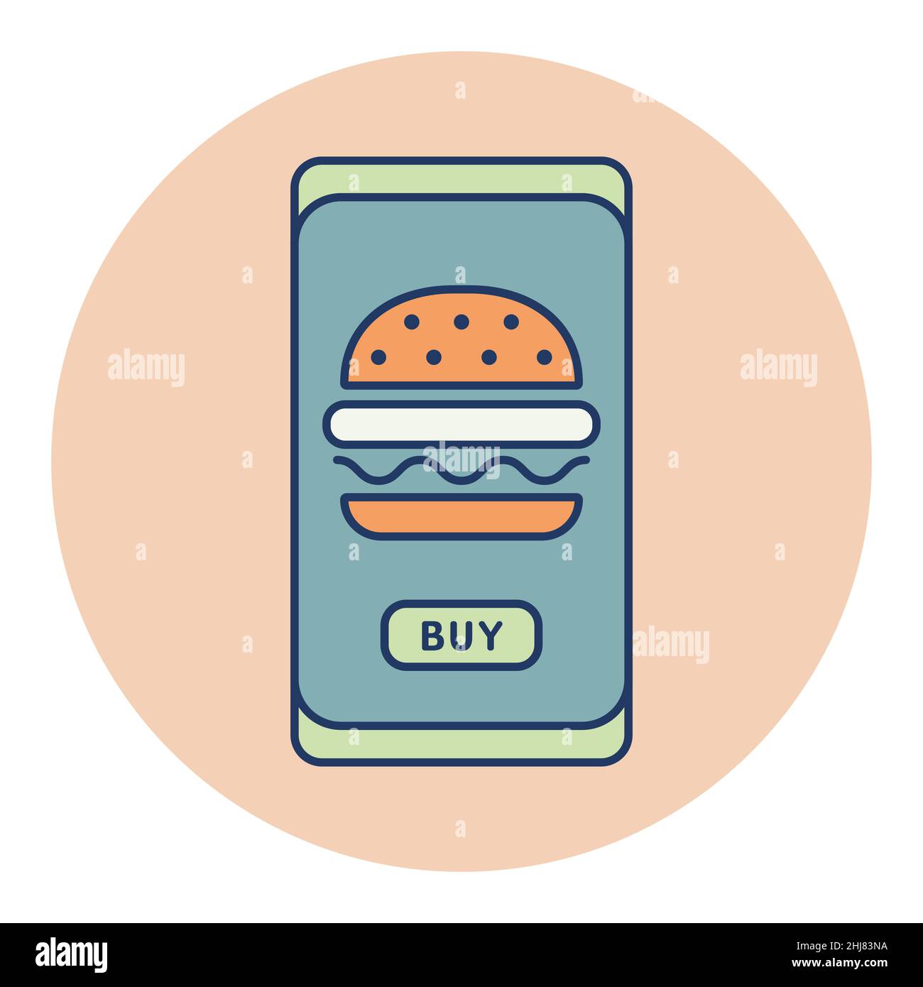Fast food delivery service vector icon. Burger sign. Mobile app order ...