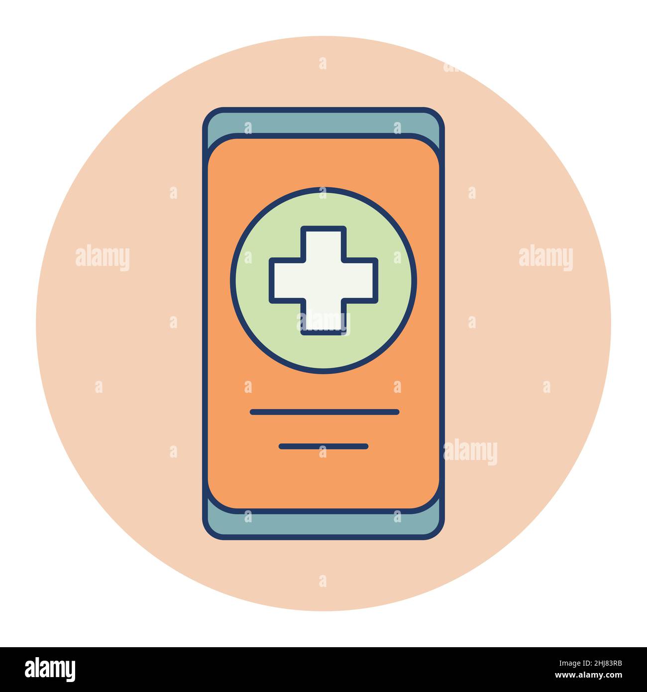 Smartphone with medical cross vector flat icon. Medicine and medical ...