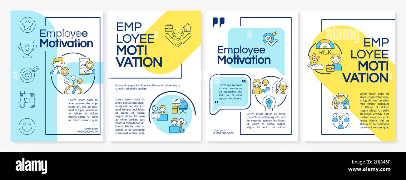 Employee engagement blue and yellow brochure template Stock Vector ...