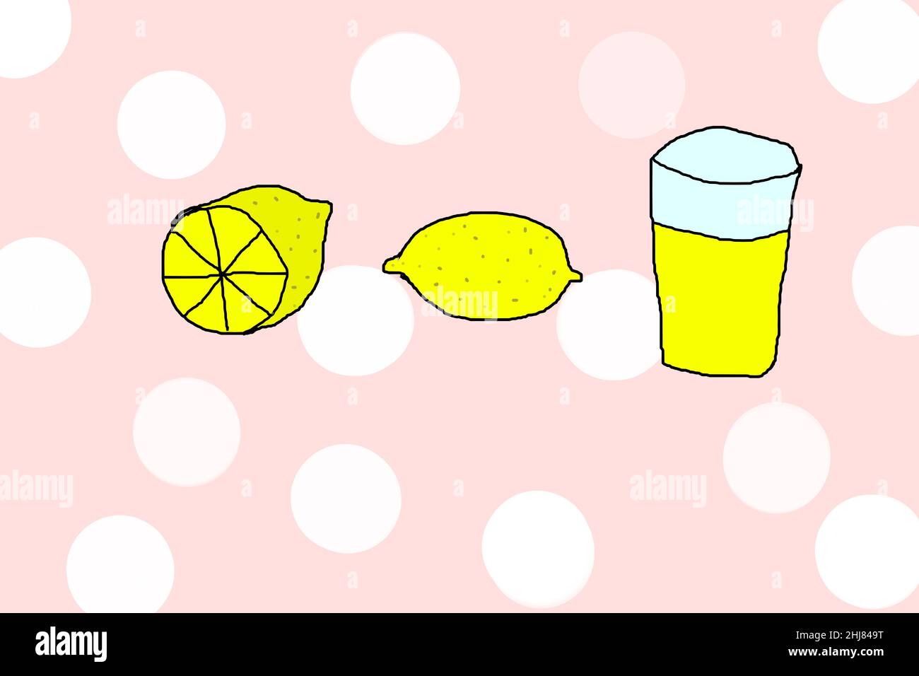 Two lemons and lemonade. Children's drawing Stock Photo - Alamy