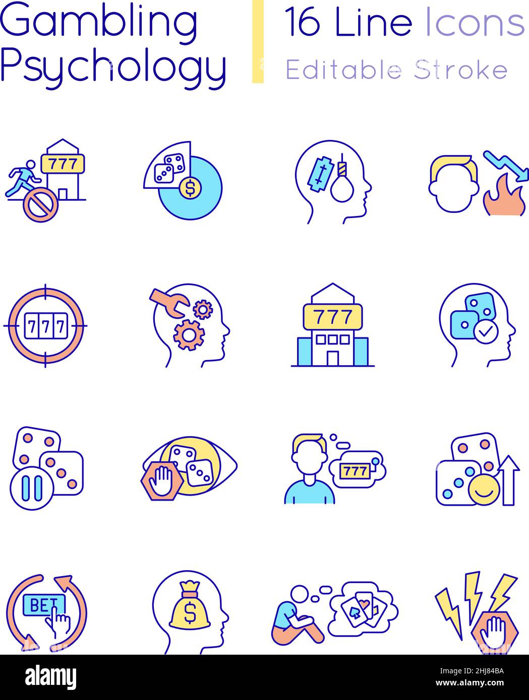 Gambling psychology RGB color icons set Stock Vector Image & Art - Alamy