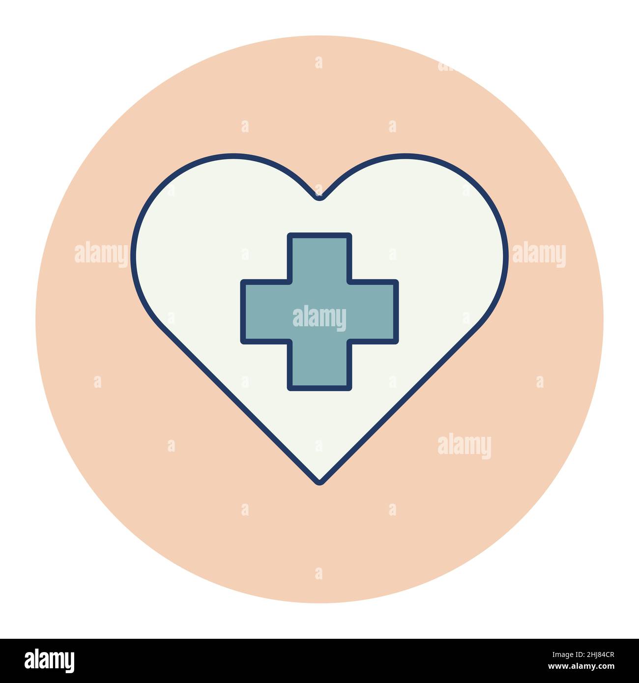 Cross inside heart vector flat icon. Medicine and healthcare, medical ...