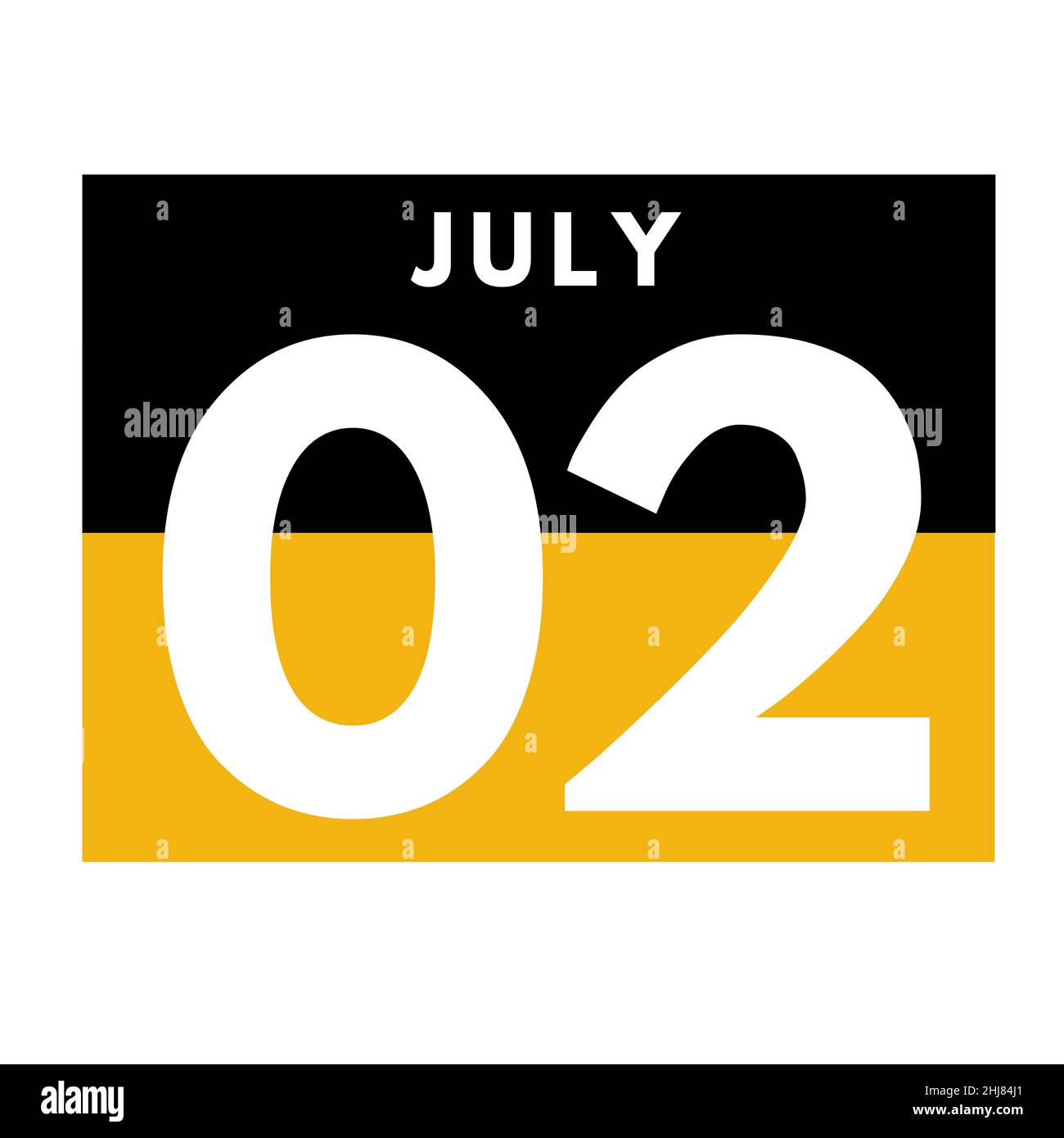 July 2 . Flat daily calendar icon .date ,day, month .calendar for the ...