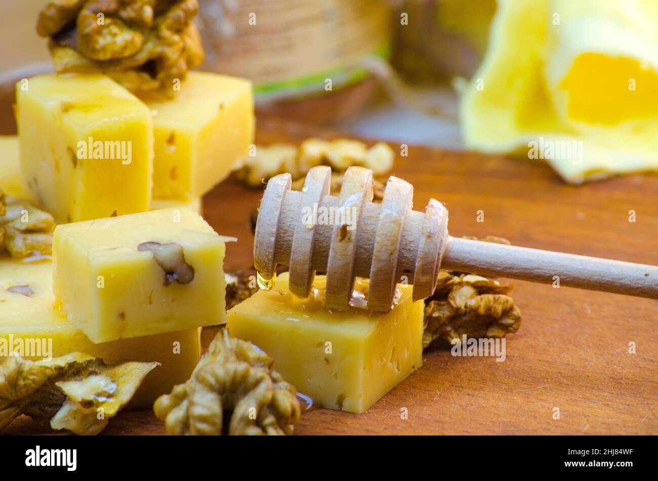 cheese with walnuts and honey - healthy wholesome food Stock Photo - Alamy