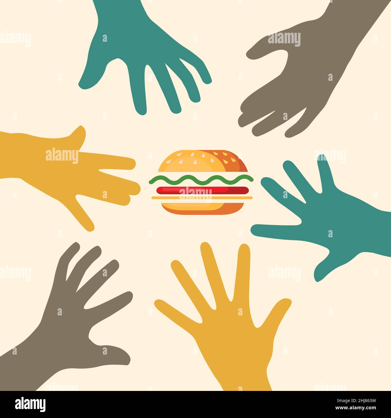Hand trying to grab hamburger, Fast food, grab and go, burgers Stock ...