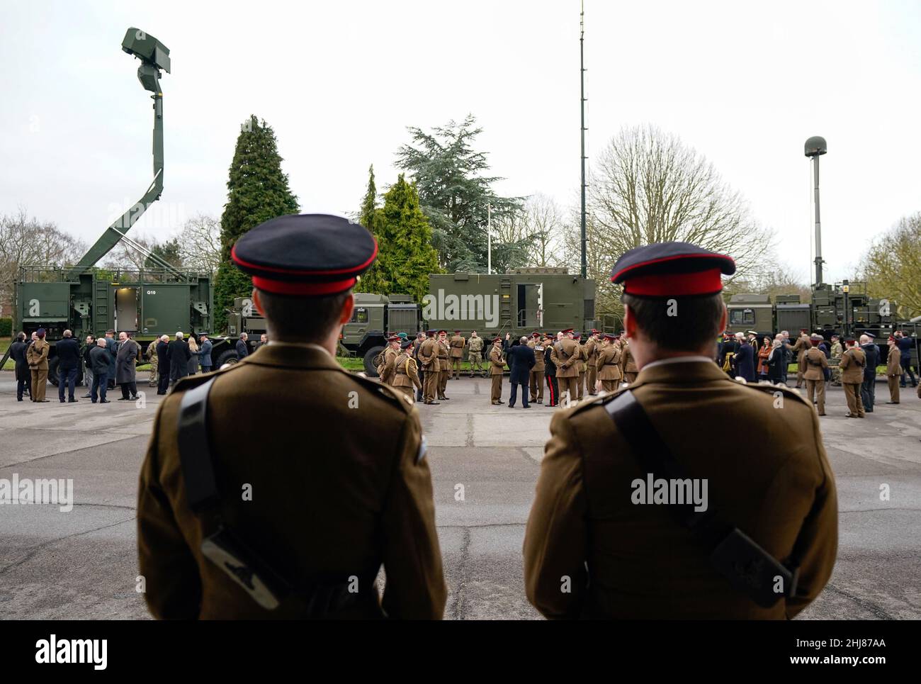 Soldiers from the 16 Regiment Royal Artillery looks towards the new Sky ...