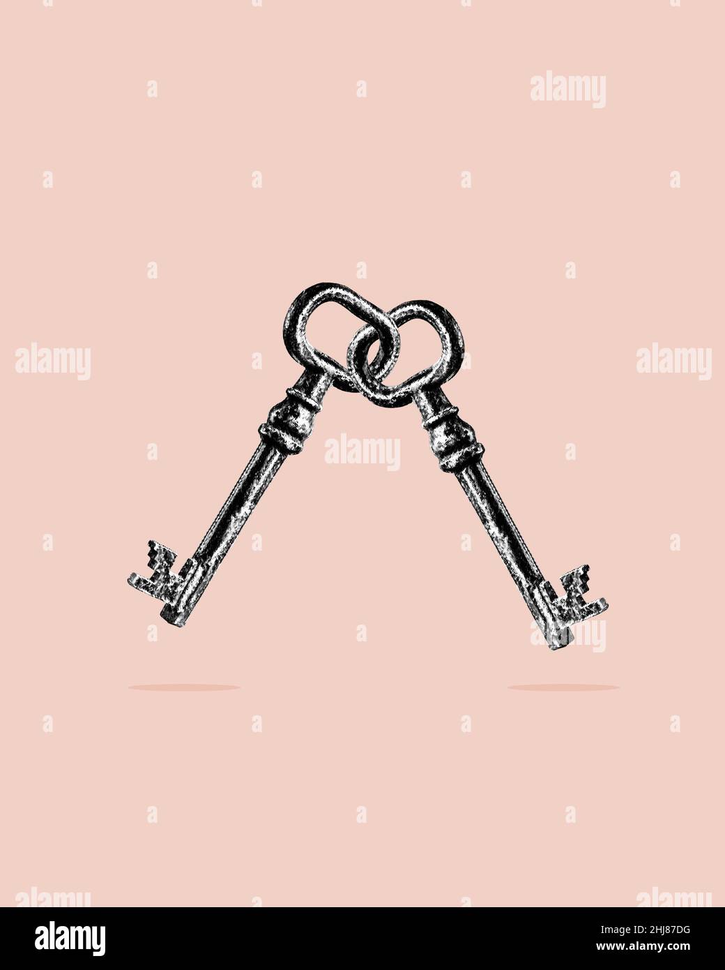 Two vintage keys as one Stock Photo - Alamy