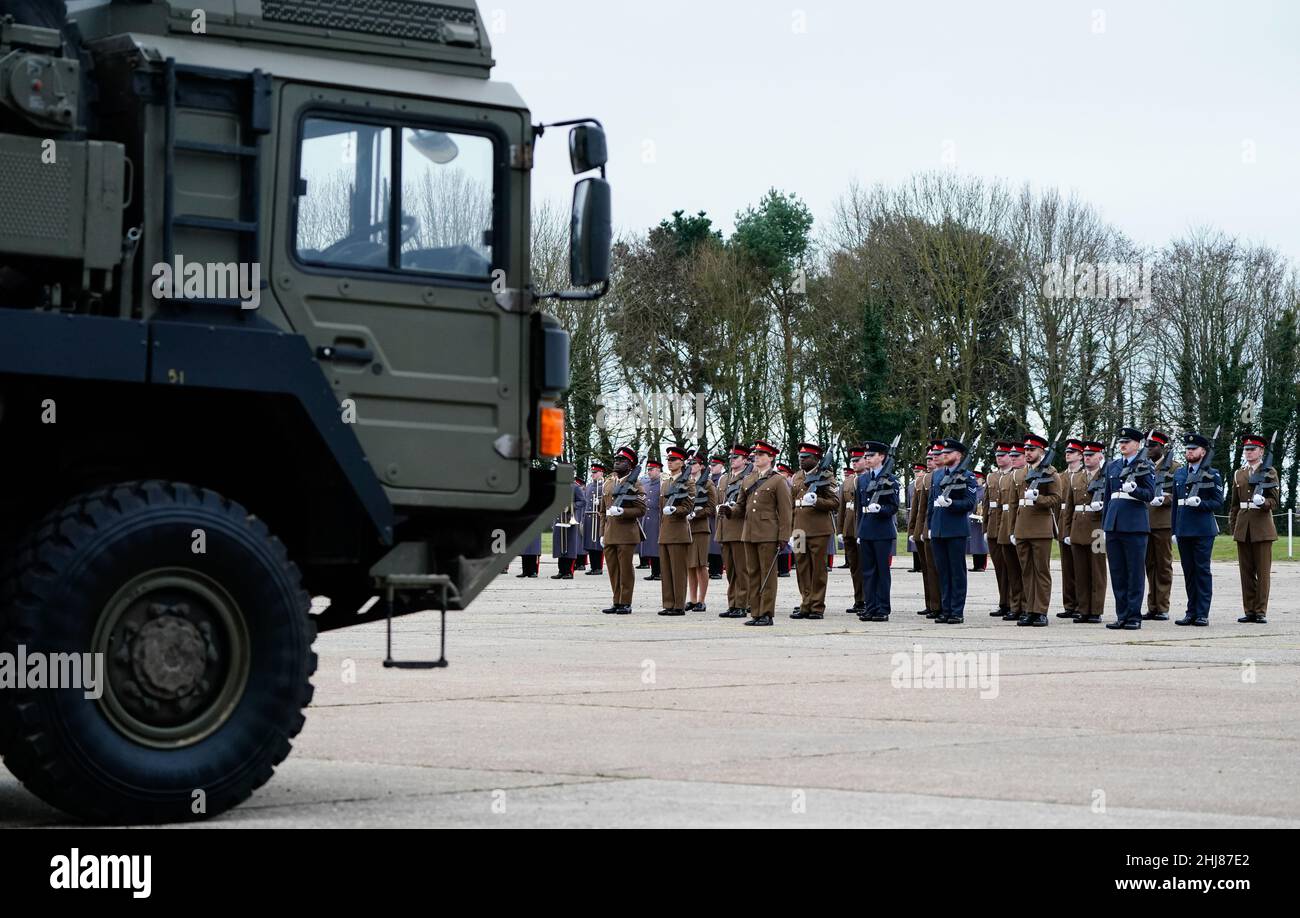 Soldiers from the 16 Regiment Royal Artillery parade in front of the ...