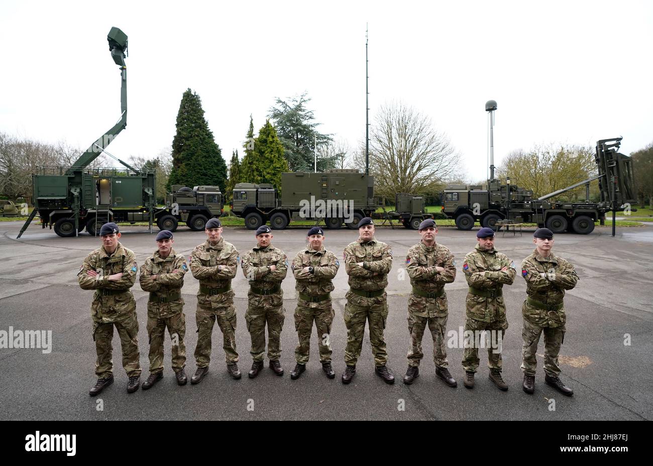 Soldiers from the 16 Regiment Royal Artillery pose for a photograph in ...