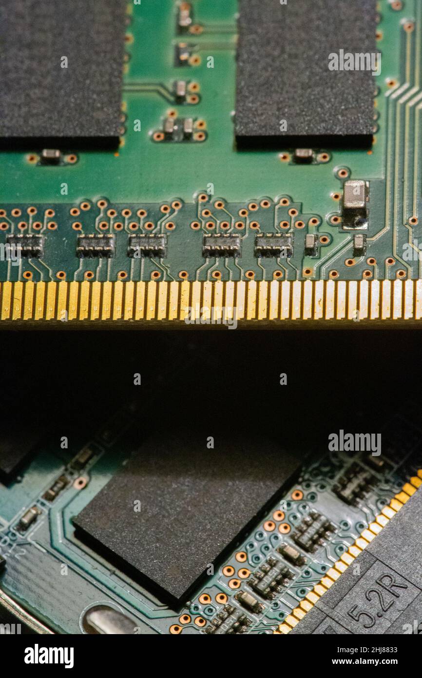 Berlin, Germany. 27th Jan, 2022. Chips are seen on a notebook's RAM ...