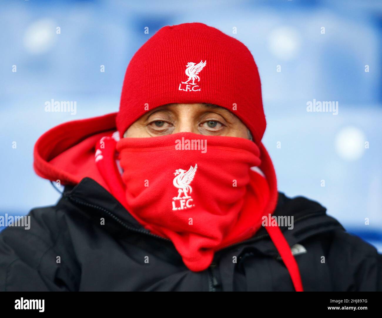 LONDON, United Kingdom, JANUARY 23:Liverpool Fan with mask during ...