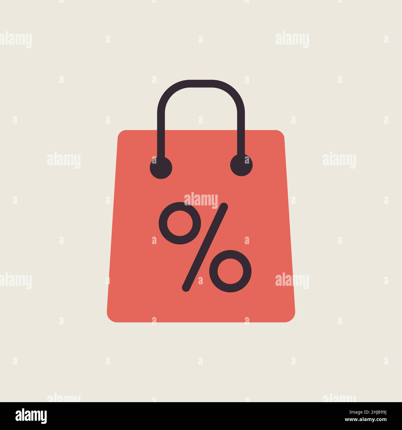 Shopping bag with percent symbol vector icon. E-commerce sign. Graph ...