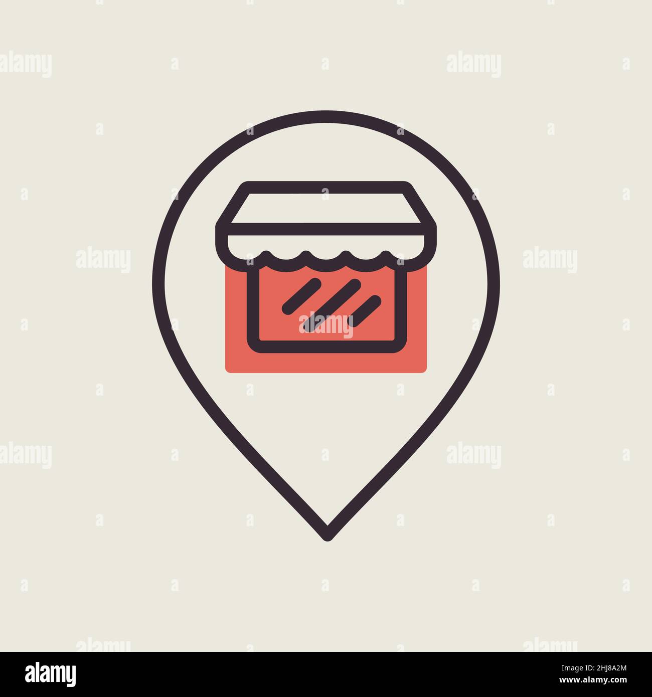 Supermarket store front pin map icon. E-commerce sign. Graph symbol for ...