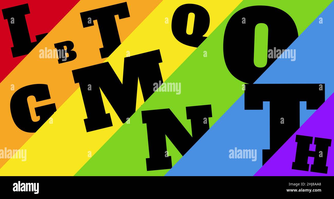 Vector image of lgbtq month in capital alphabets on colorful background ...