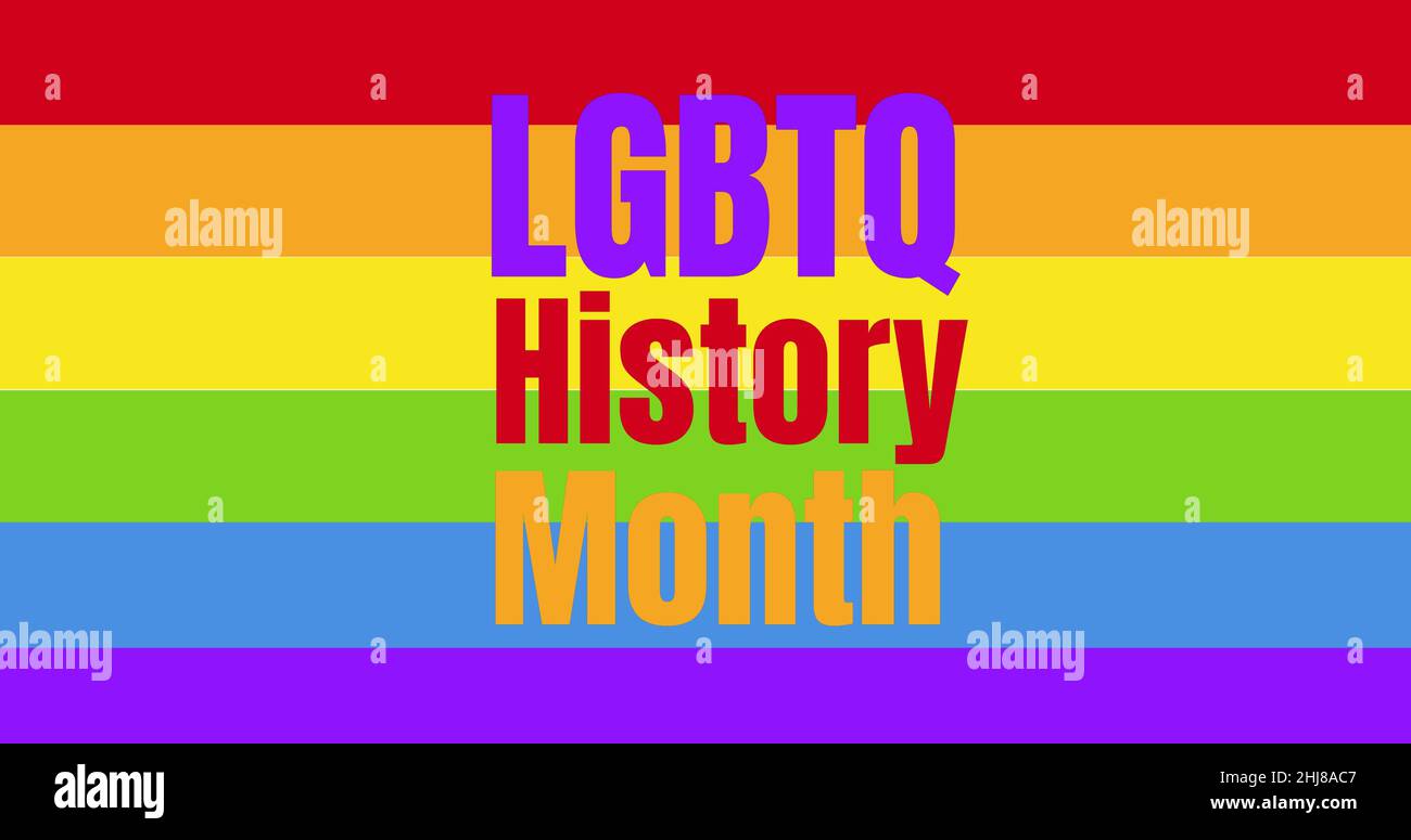 Vector Image Of Colorful Lgbtq History Month Text On Rainbow Flag