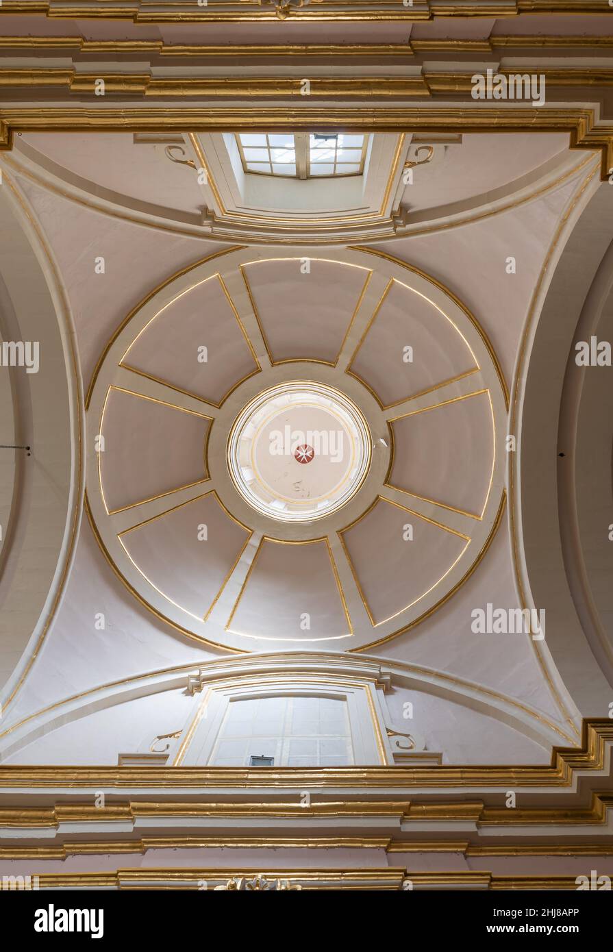 Rabat, Malta - 01 07 2022: Arched gold plated ceiling of the Wignacourt ...
