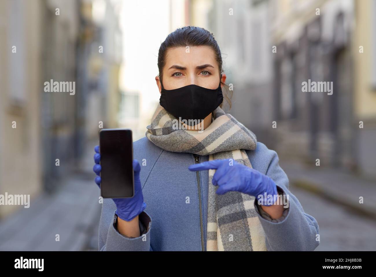 woman wearing protective reusable barrier mask Stock Photo - Alamy