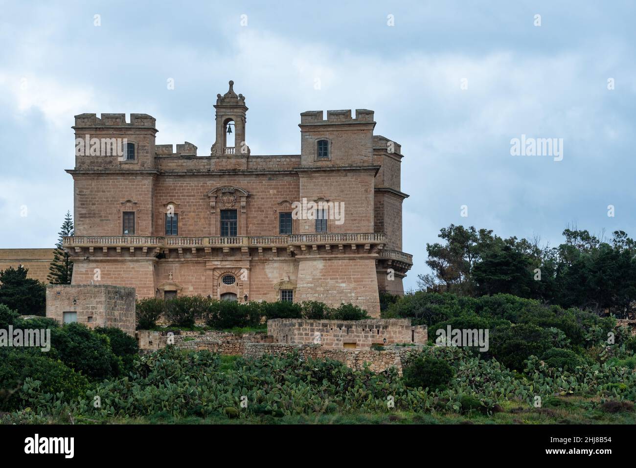 Selmun, Malta - 01 07 2022: View over the Selmun palace, a monumental ...