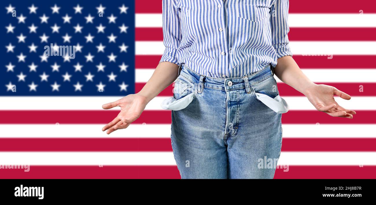 Empty pockets woman hi-res stock photography and images - Alamy