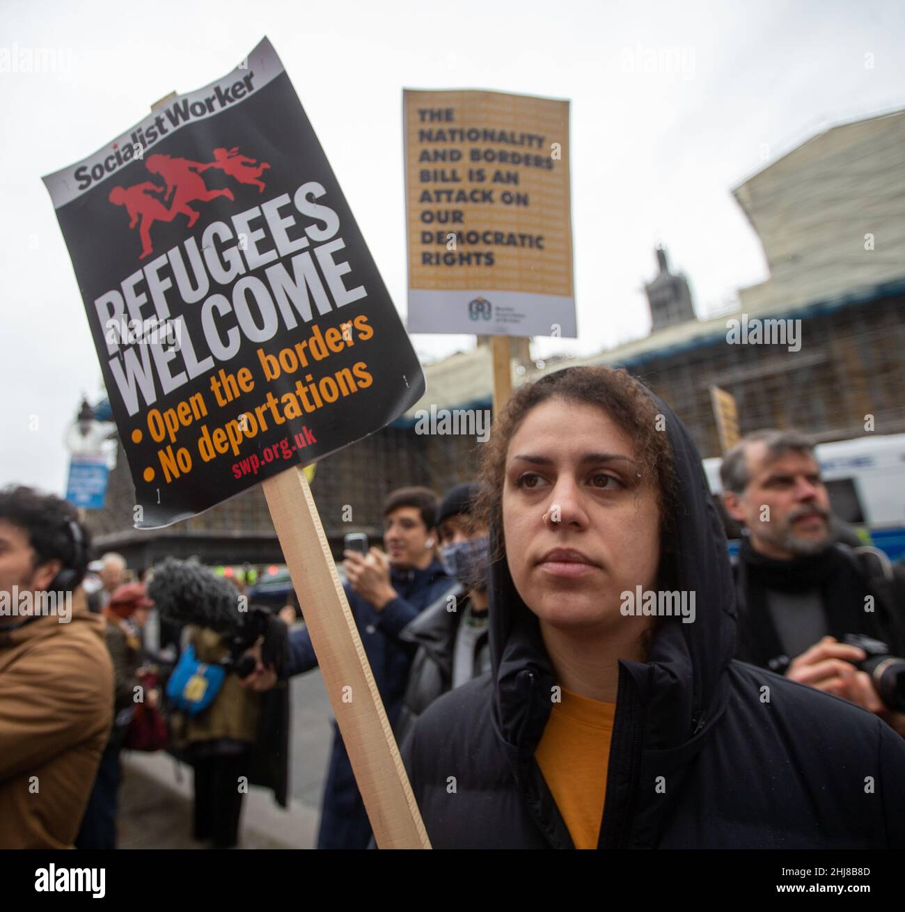 London, England, UK. 27th Jan, 2022. Protesters stage a demonstration ...