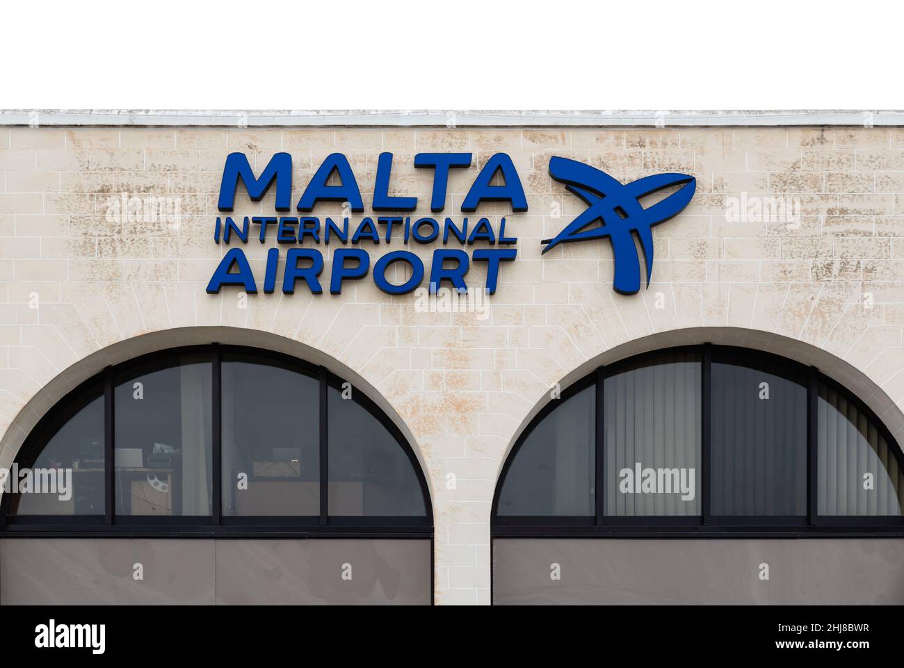 Luqa, Malta - 01 07 2022: Facade and sign of the Malta international ...