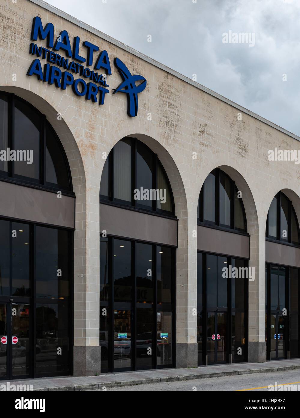 Luqa, Malta - 01 07 2022: Entrance and sign of the Malta international ...