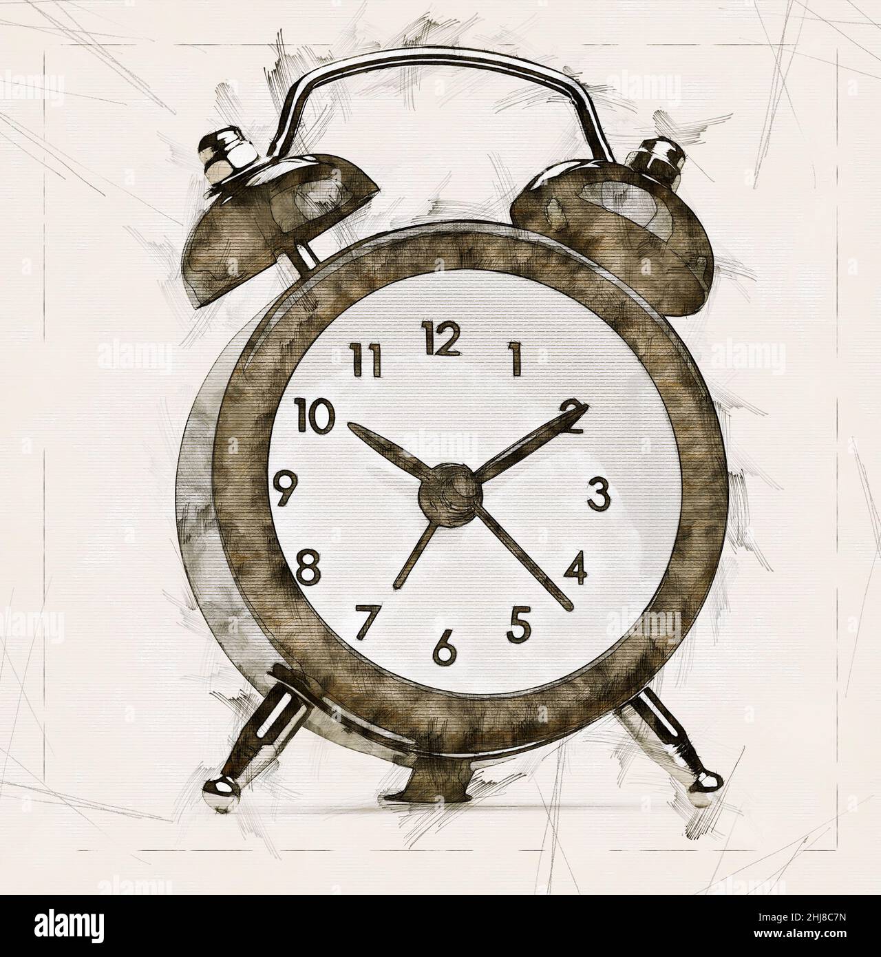 Old Alarm Clock Drawing