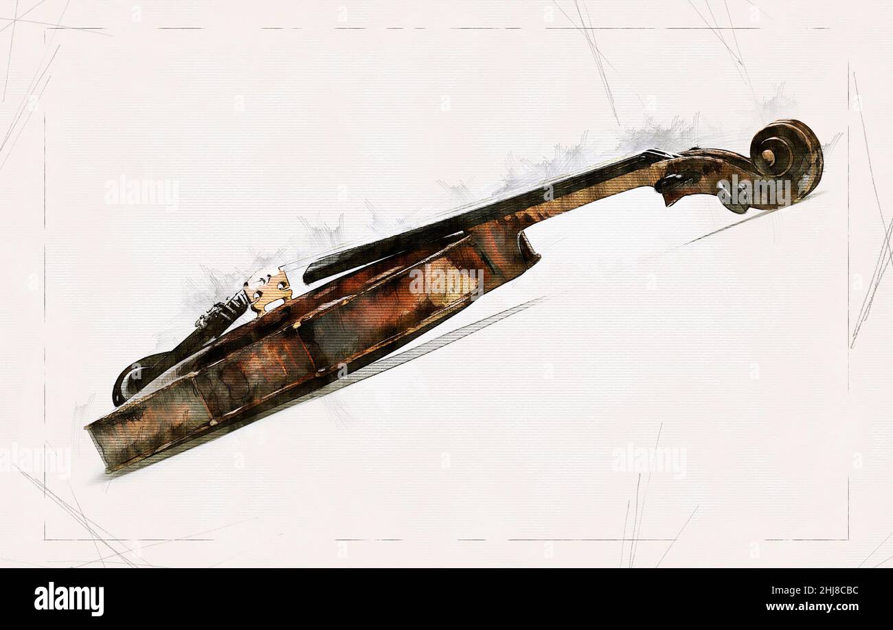 Illustration Sketch of a classical violin instrument in side view Stock ...