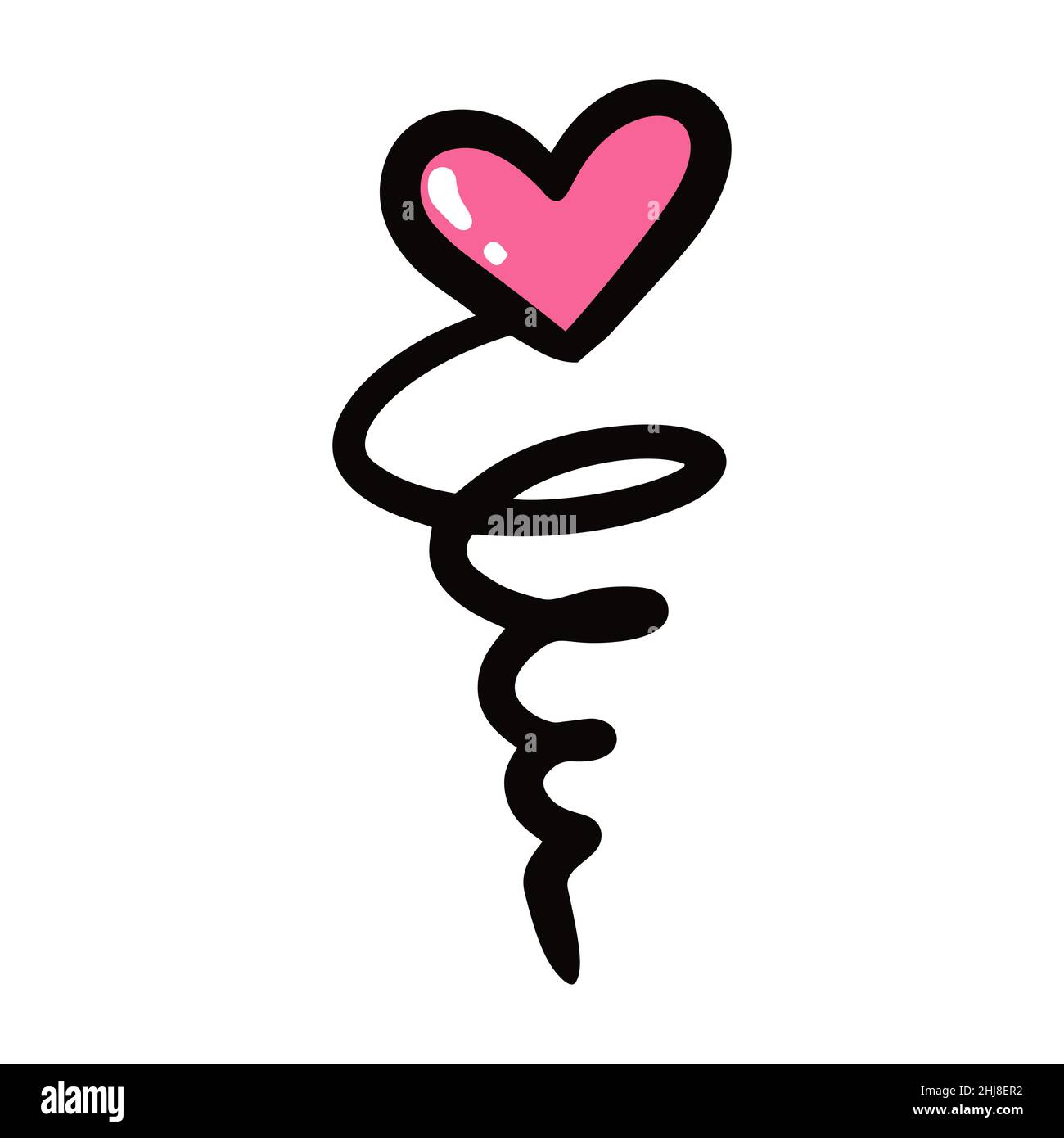 Pink heart on a spring. Vector illustration. Valentines Day design ...