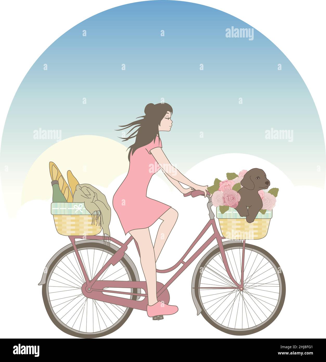 Summer bicycle basket Stock Vector Images - Alamy