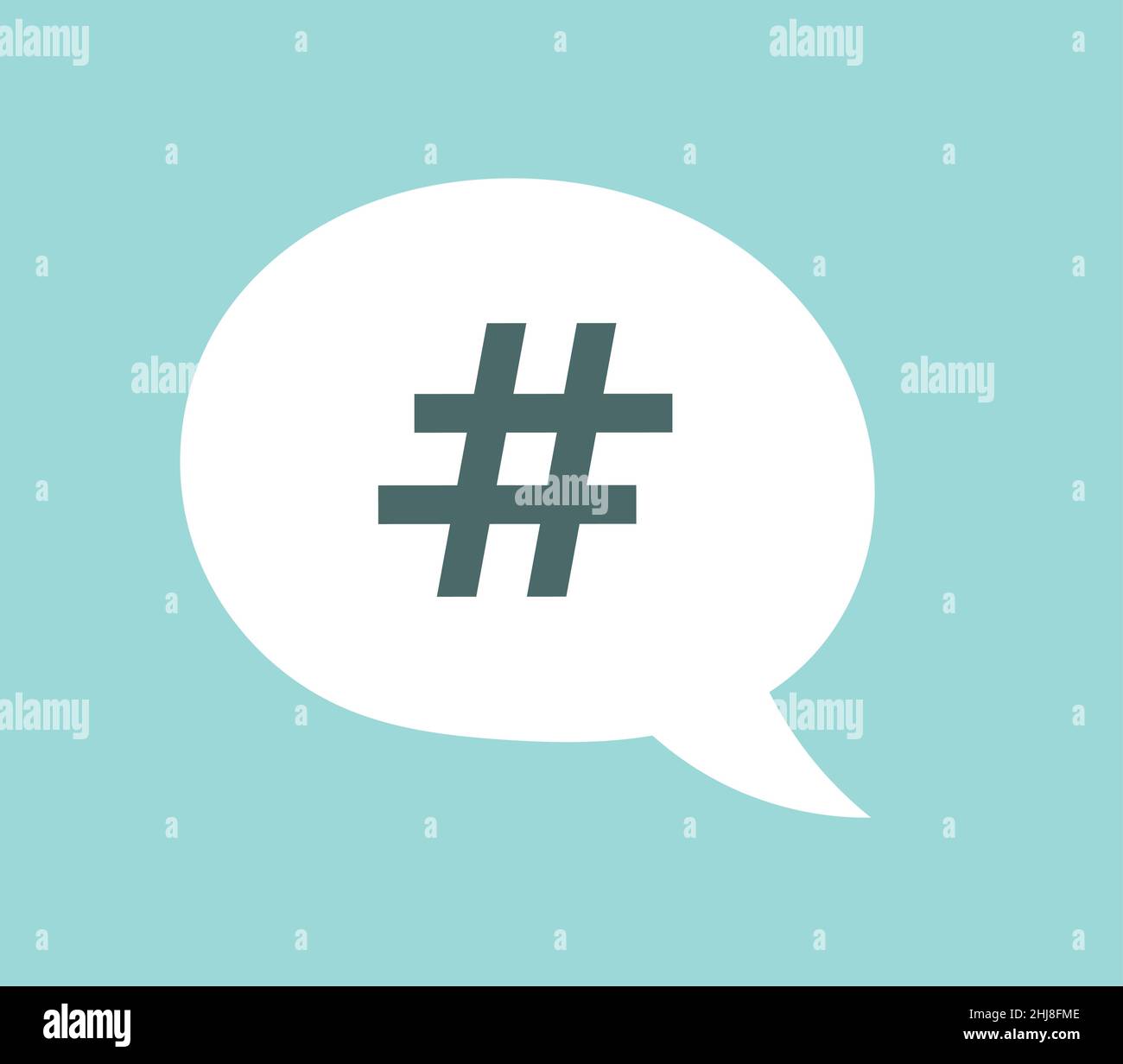 Hash sign in a chat cloud conversation concept. Vector illustration ...