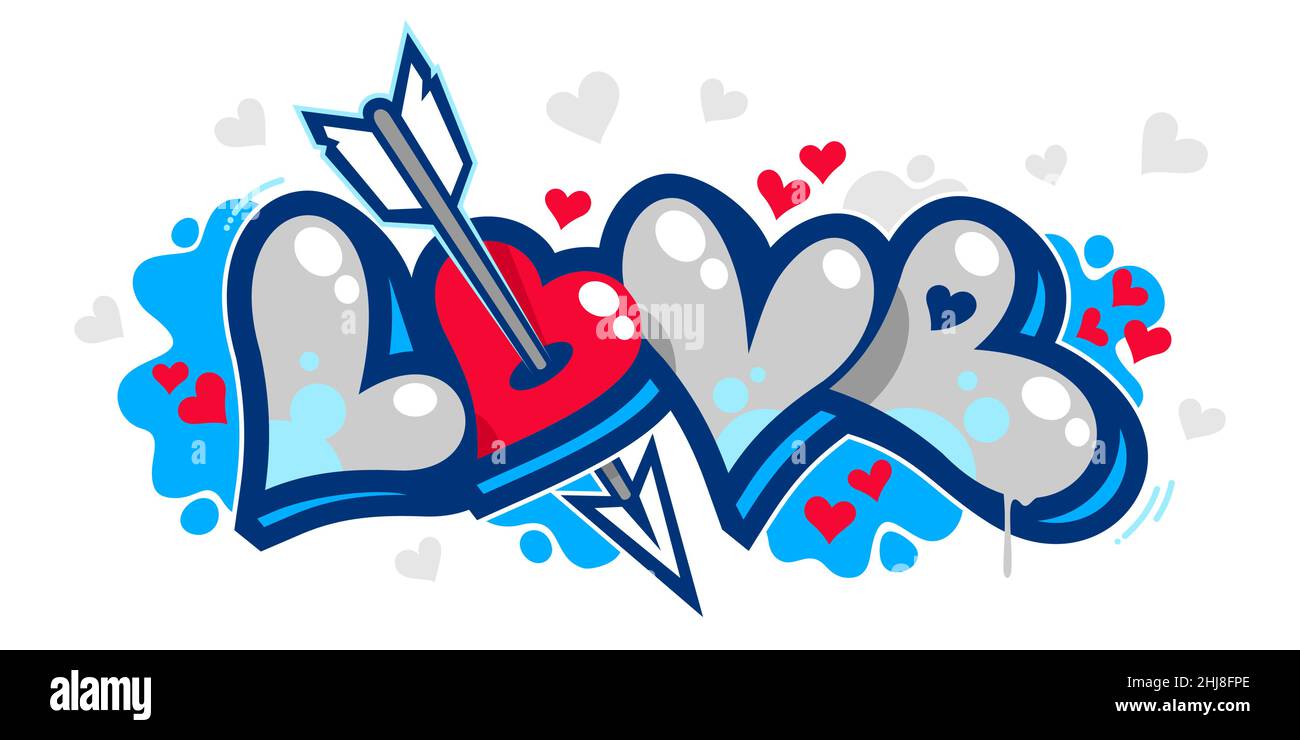 Graffiti Words Word Love Urban Graffiti Tapestry, Arrow Pierced Love