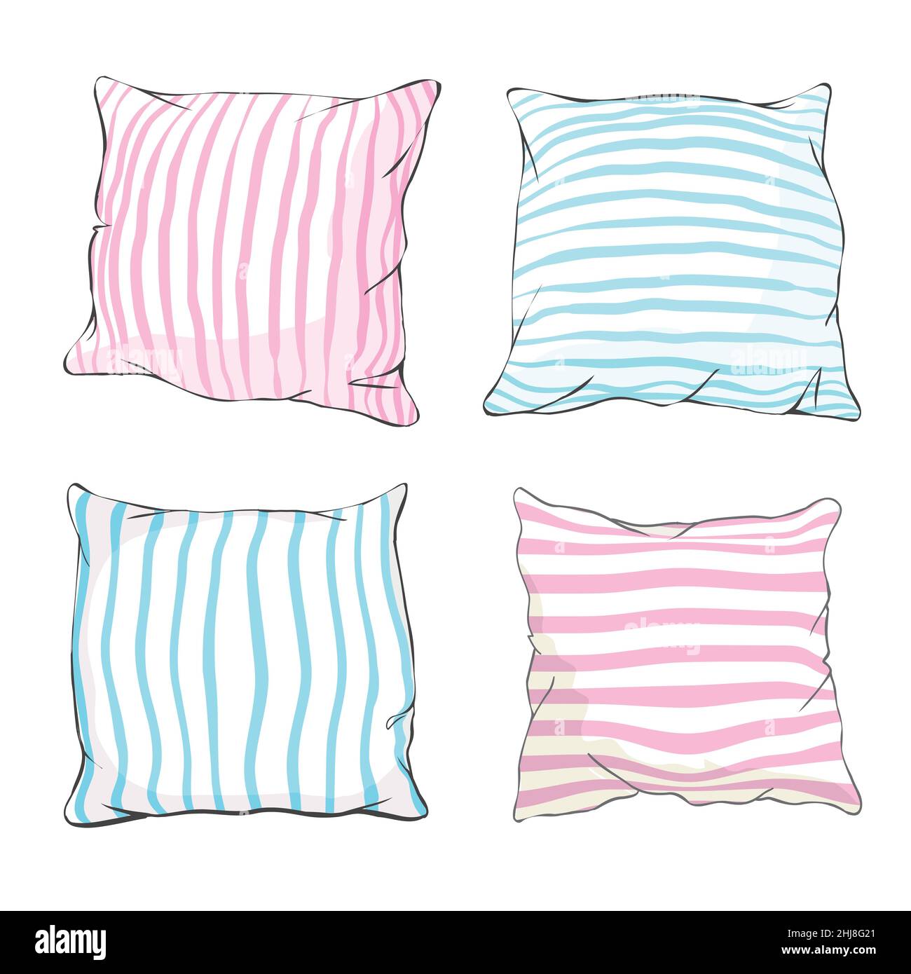 sketch vector illustration of pillow, art, pillow isolated, white ...