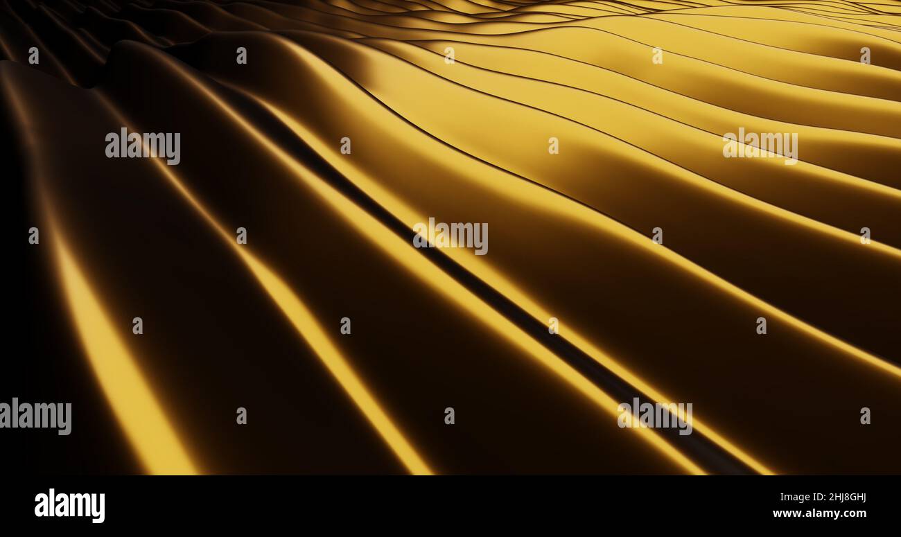 3d rendering of gold wave background Stock Photo - Alamy