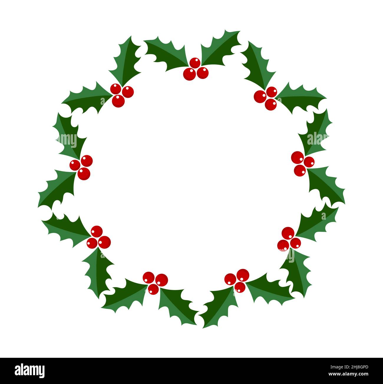 Christmas holly berries and leaves wreath decoration. Vector ...