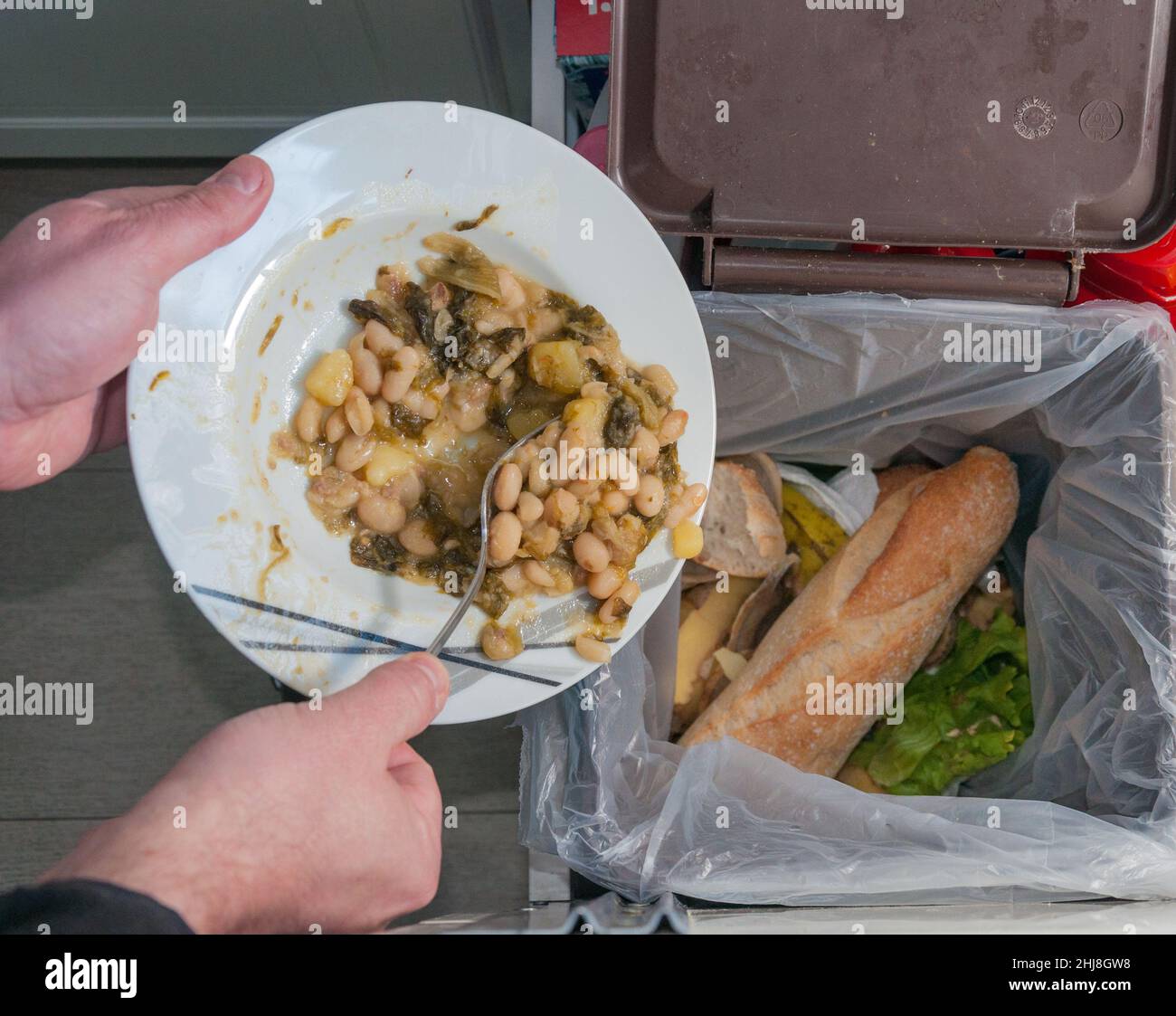 plate of food thrown in the garbage Stock Photo - Alamy
