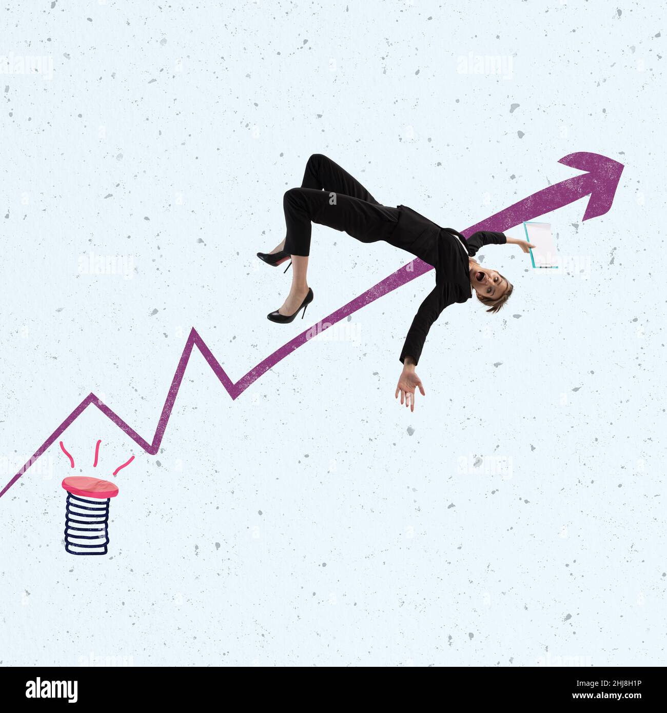 Contemporary art collage. Office worker, corporate executive falling ...