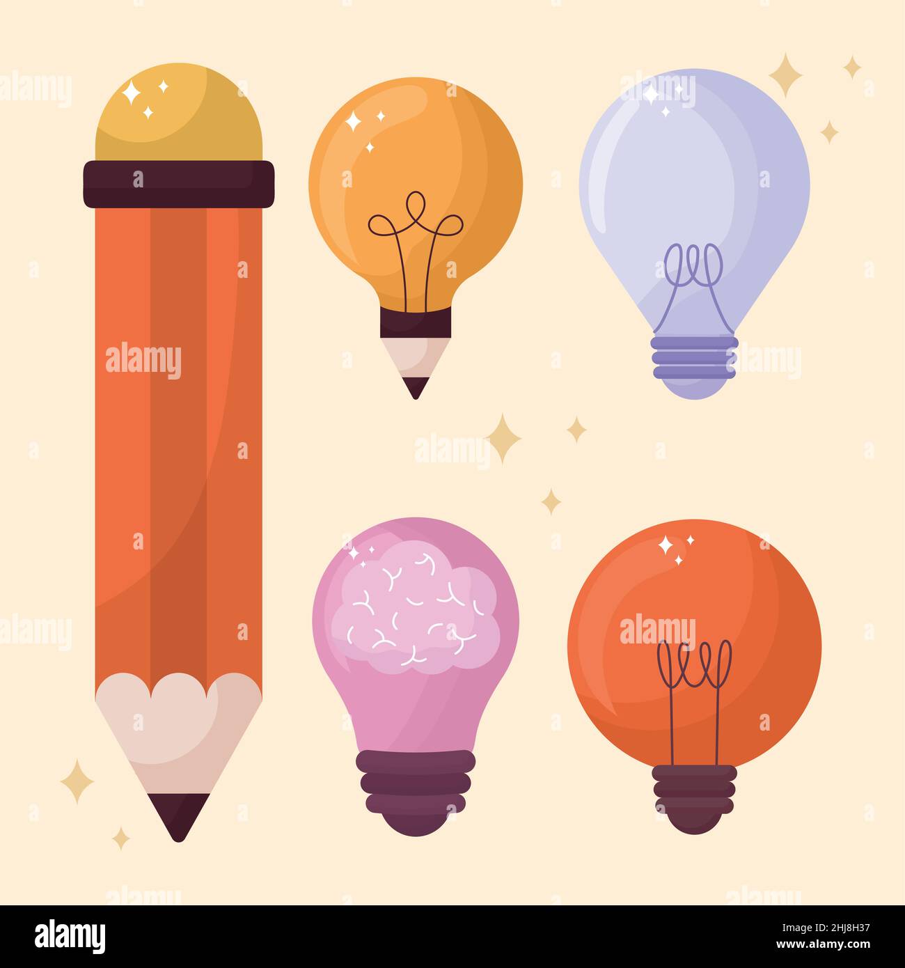 lightbulbs and pencil Stock Vector Image & Art - Alamy