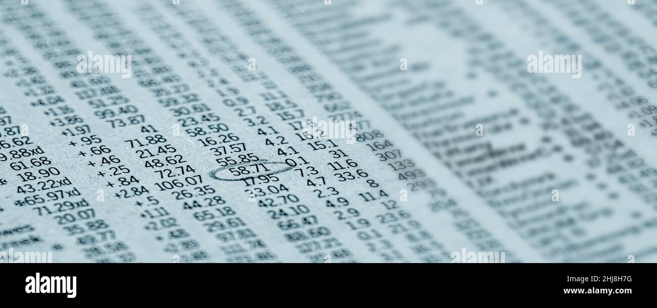 Page with stock market data columns Stock Photo - Alamy