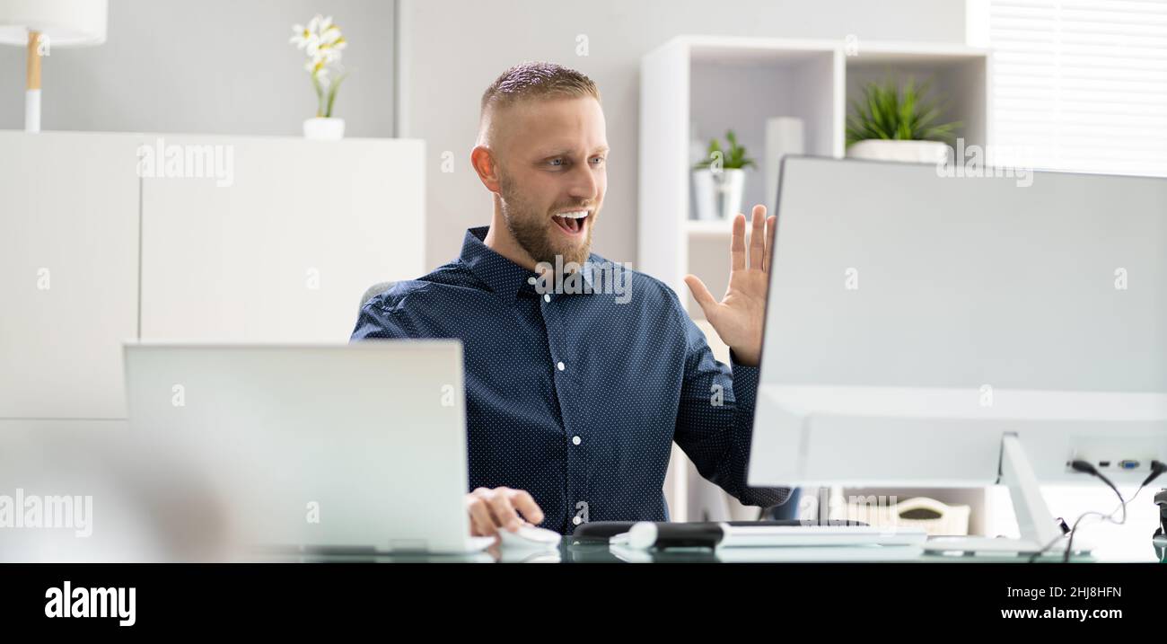 Online Virtual Training Conference Webinar. Man Interview Stock Photo ...